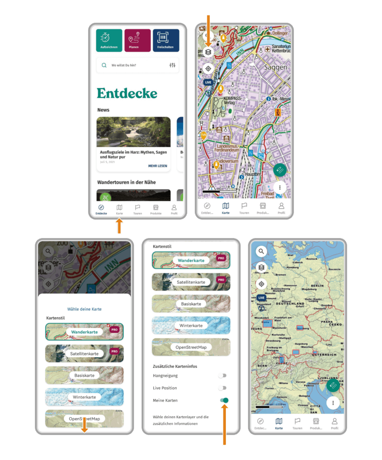 How do I open my unlocked maps? | Kompass
