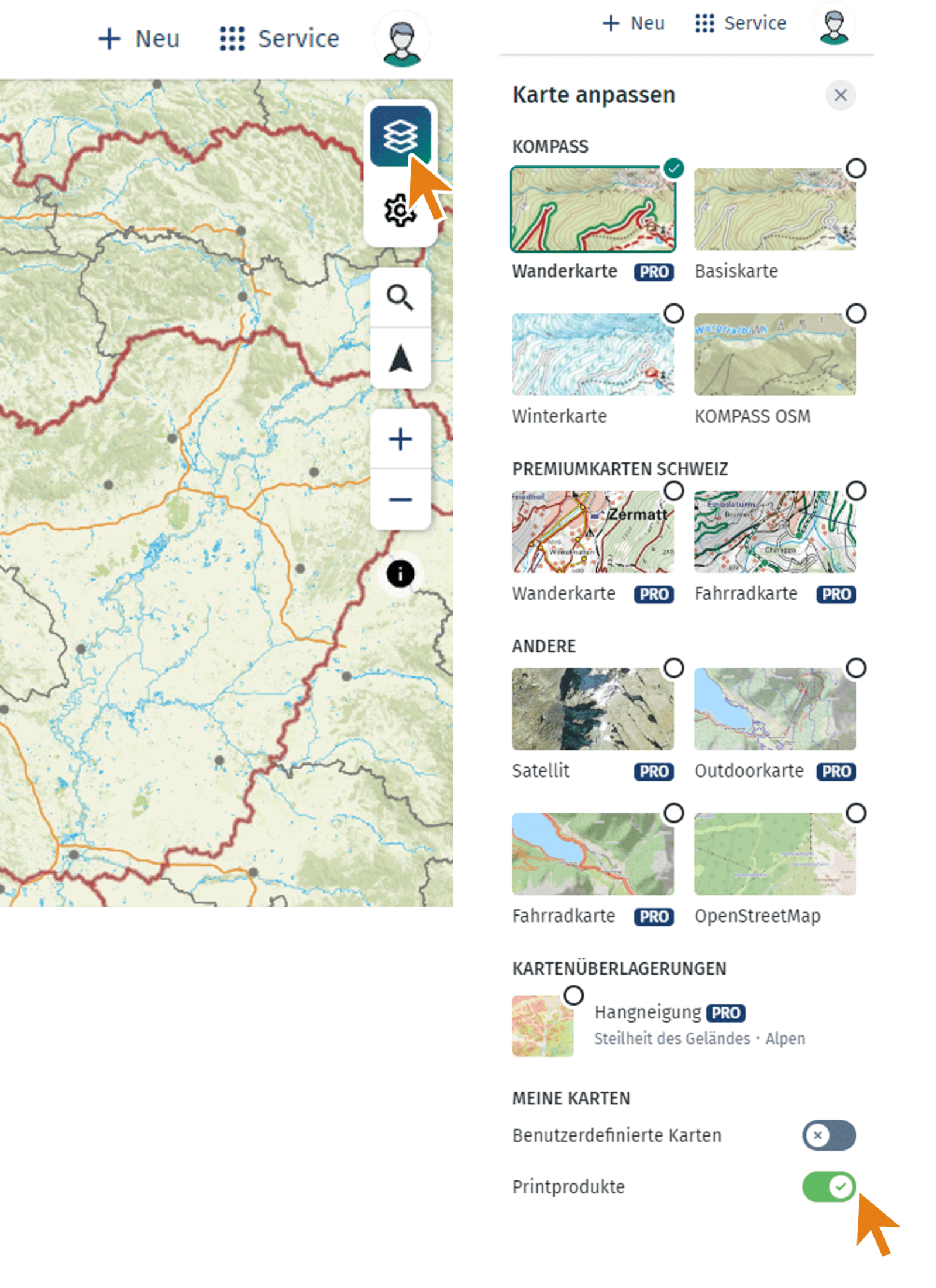 How do I open my unlocked maps? | Kompass