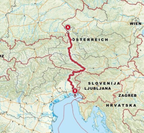 Alpe-Adria Radweg Fahrradkarte